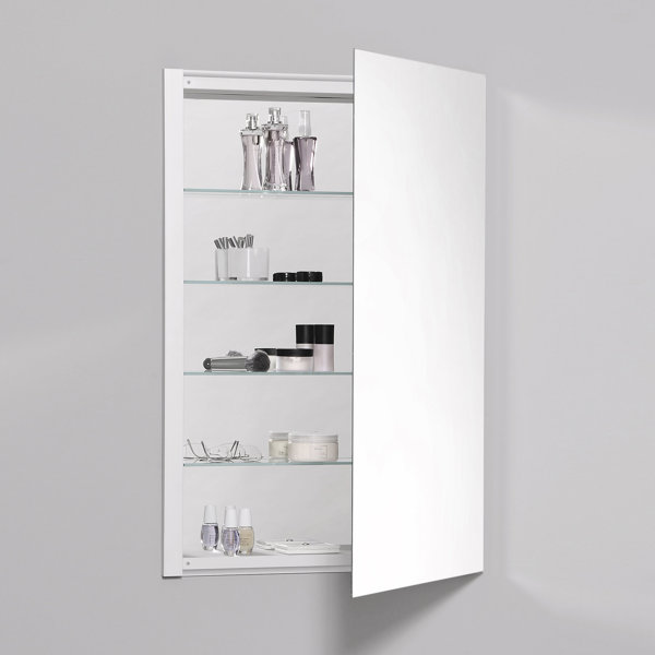Robern R3 Series Recessed or Surface Mount Frameless Medicine Cabinet with 3 Adjustable Shelves ...